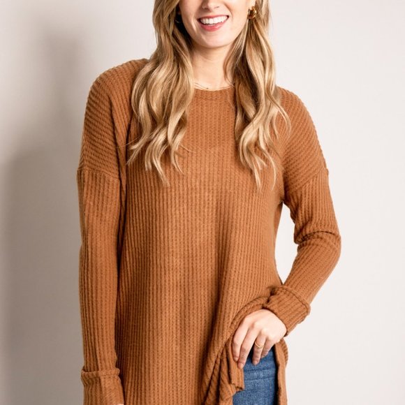 Zenana Outfitters | Sweaters | Zenana Full Size Round Neck Waffleknit ...